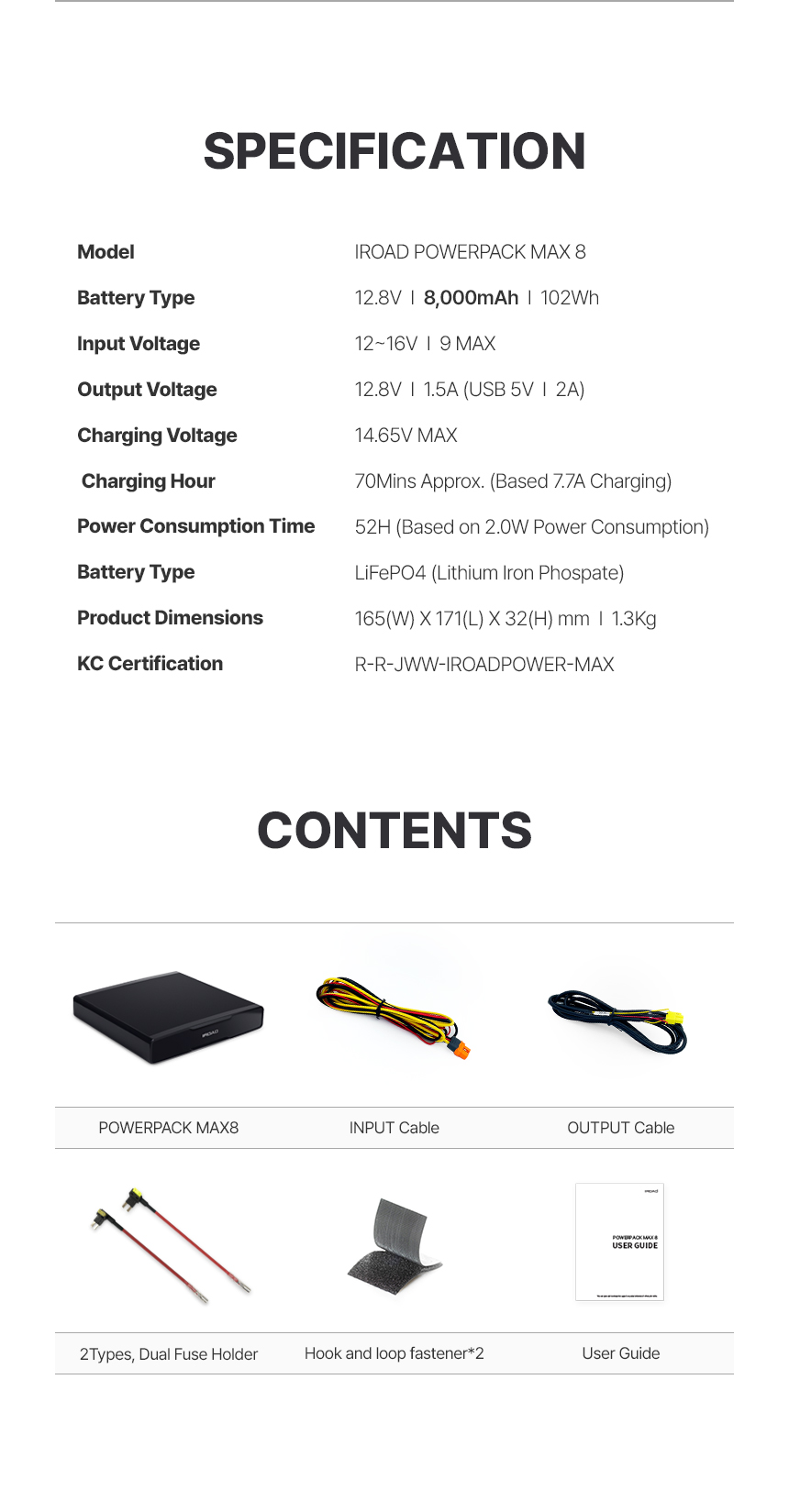 IROAD POWERPACK MAX 8 - Dashcam External Battery - IROAD